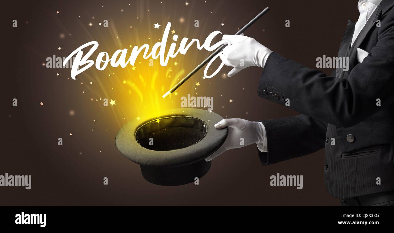 Old Magician is showing magic trick Stock Photo - Alamy