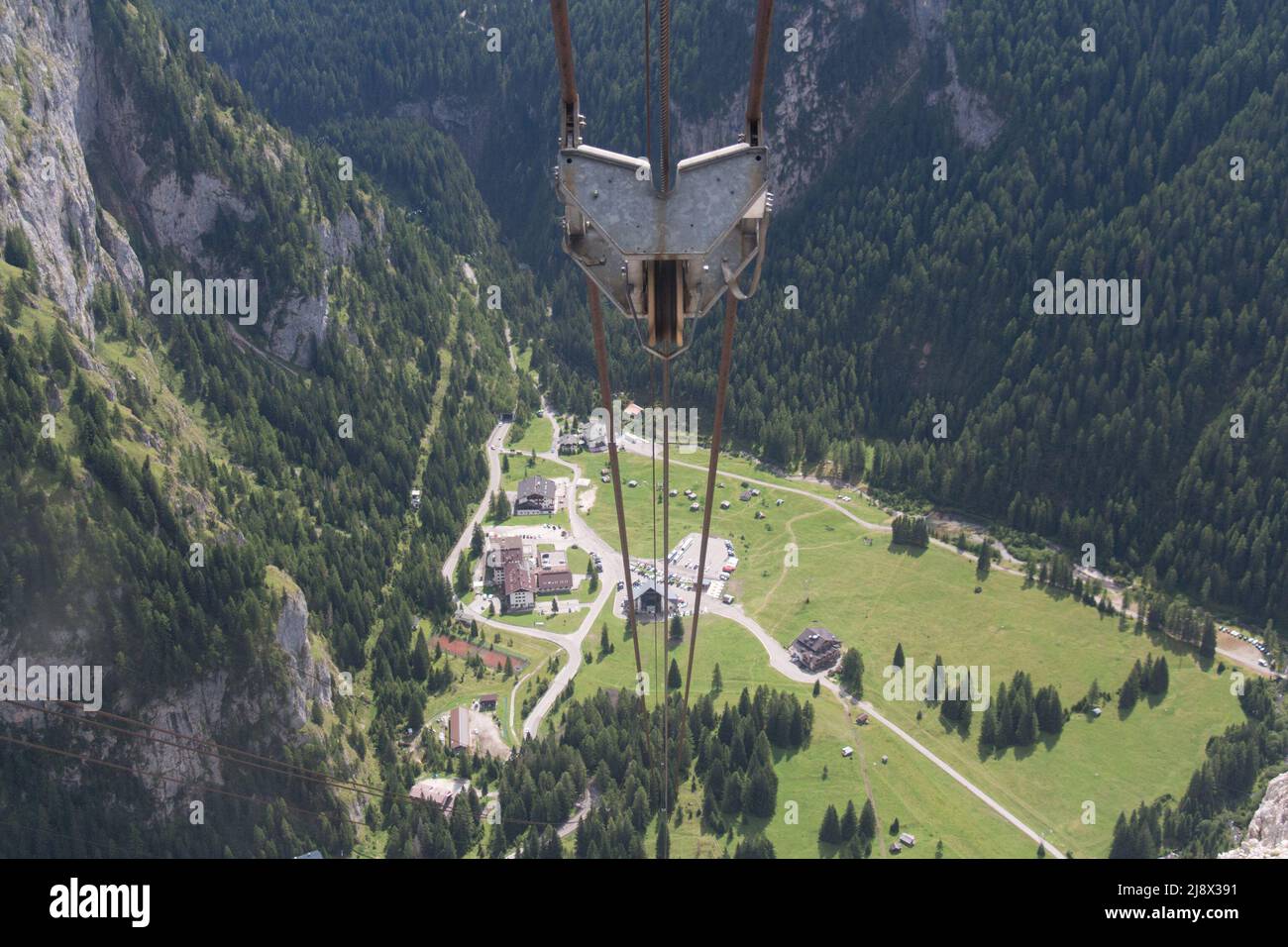 Aerial view on the valley station of Malga Ciapela from Marmoalada ...