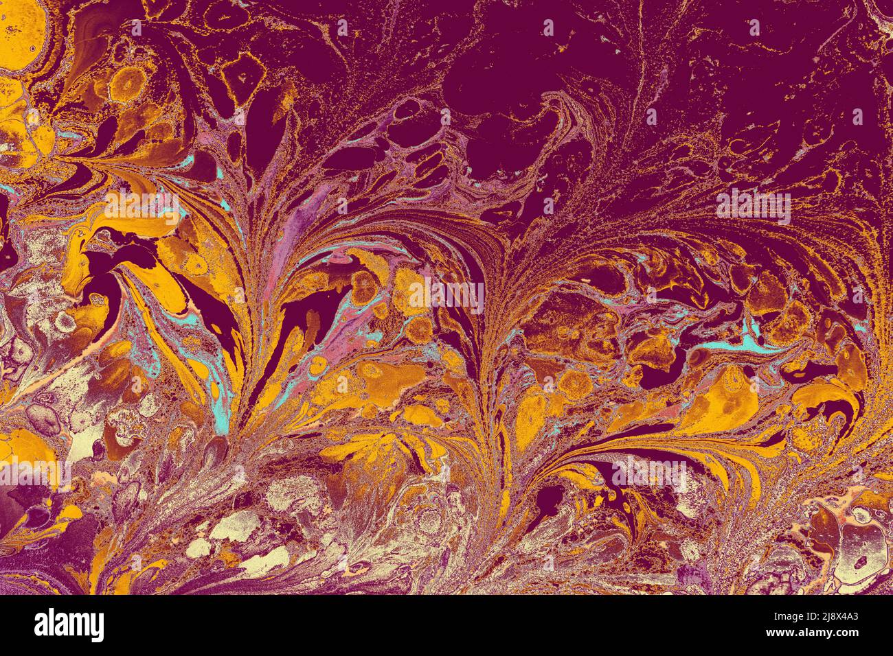 Abstract ebru cover art. Floral Ebru marbling texture background design ...