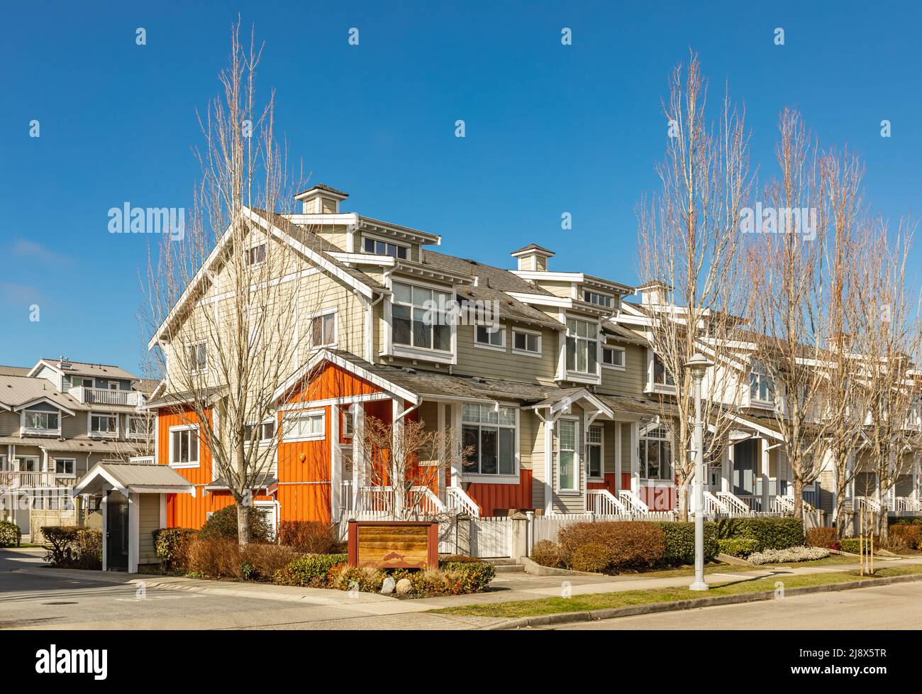 Neighborhood modern houses building in BC, Canada. Canadian modern ...