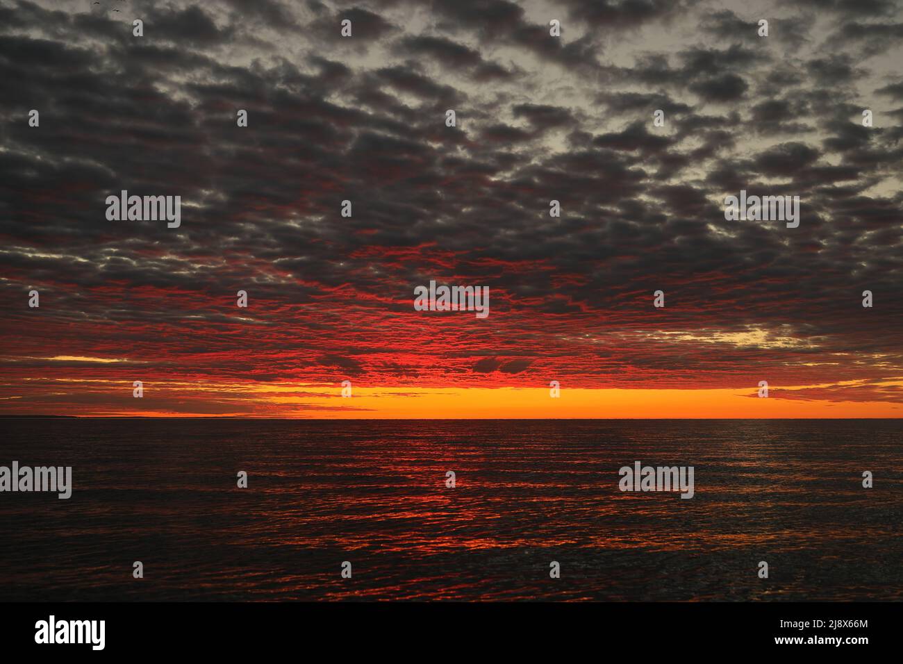 Beautiful, dramatic, fiery sunset, sunrise sky in orange, red, yellow ...