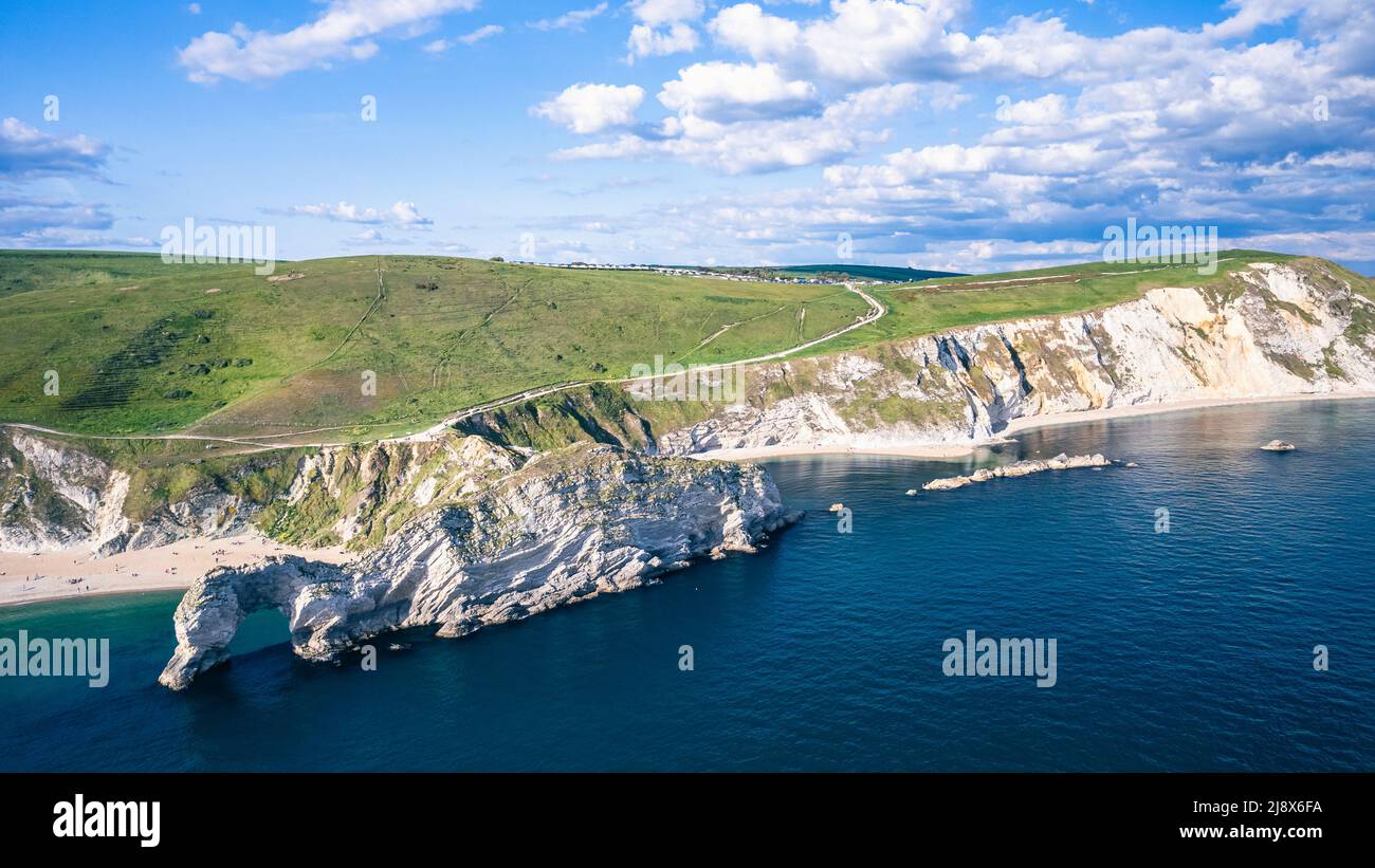 White Cliffs over Jurassic Coast and Durdle Door, Wareham, Dorset ...