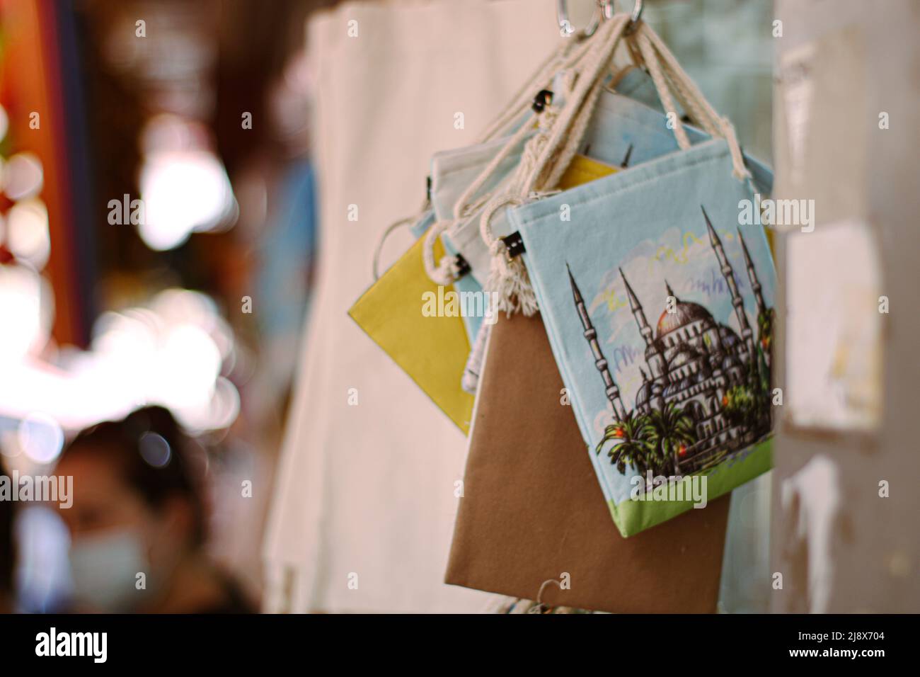 Mosque-patterned cloth bags Stock Photo - Alamy