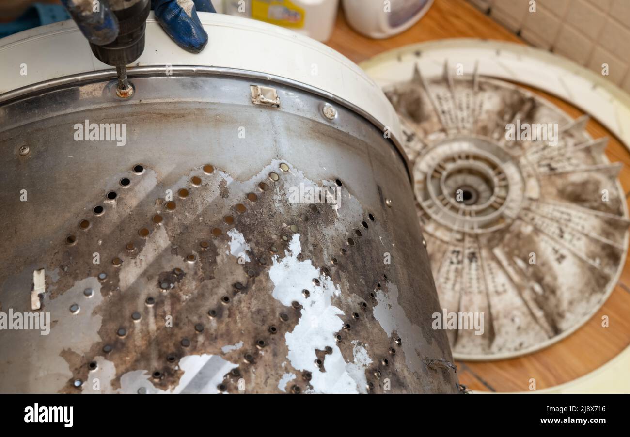 dirty inner parts of a washing machine Stock Photo - Alamy