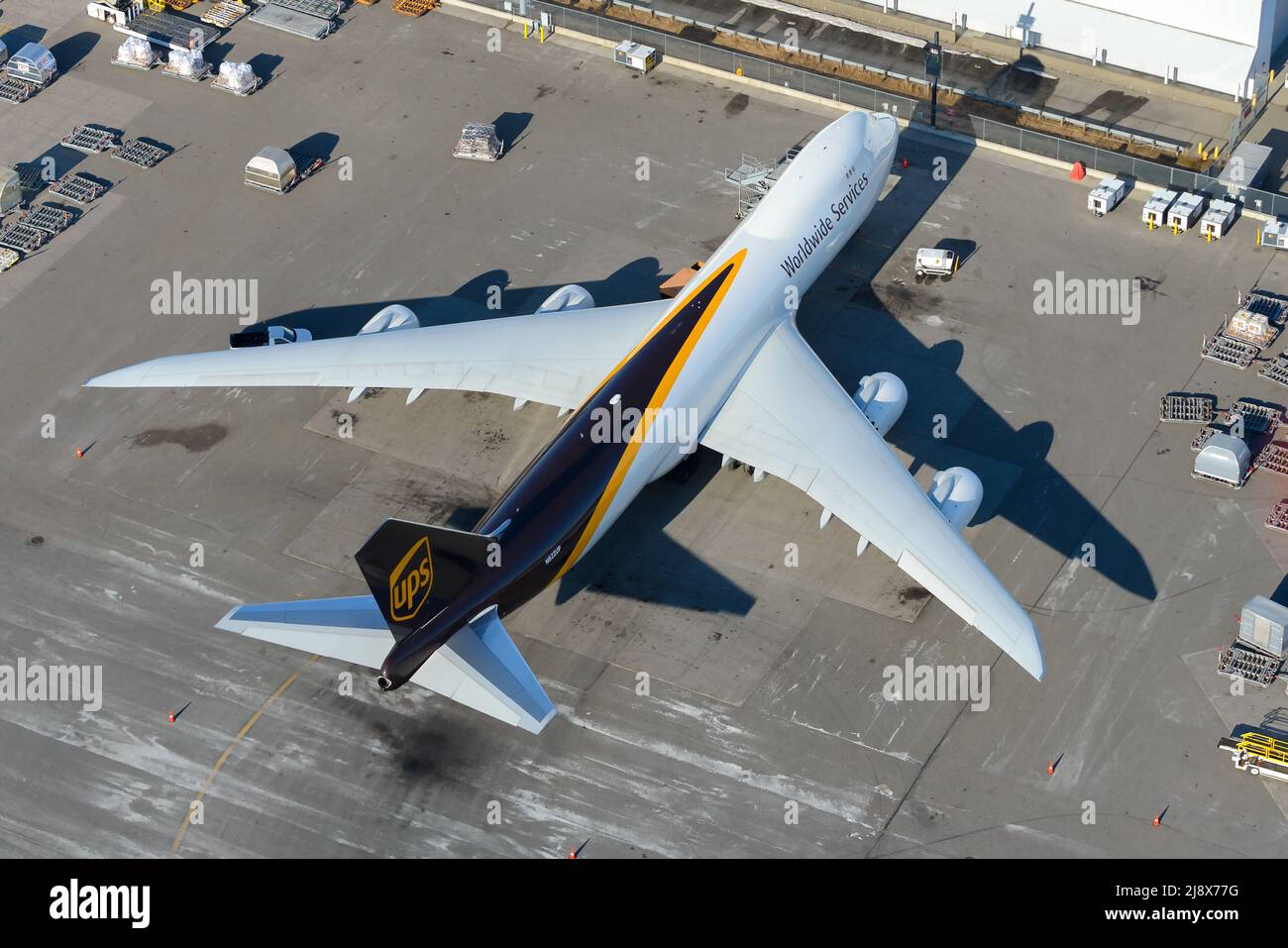 UPS Cargo Boeing 747 airplane parked. Airplane 747-8F flying cargo for ...