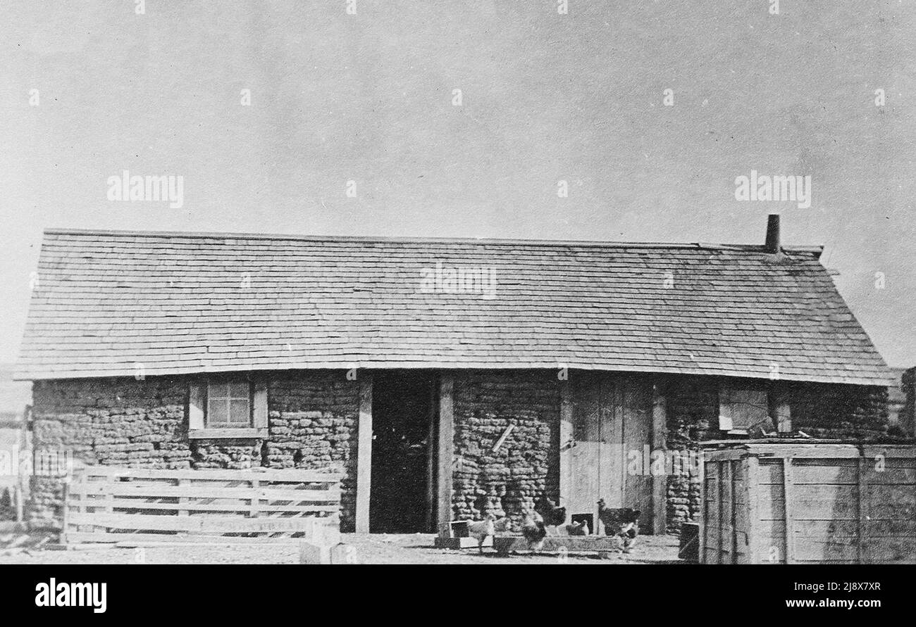 Sod house on a prairie in Alberta Canada in 1910s or 1920s Stock Photo ...