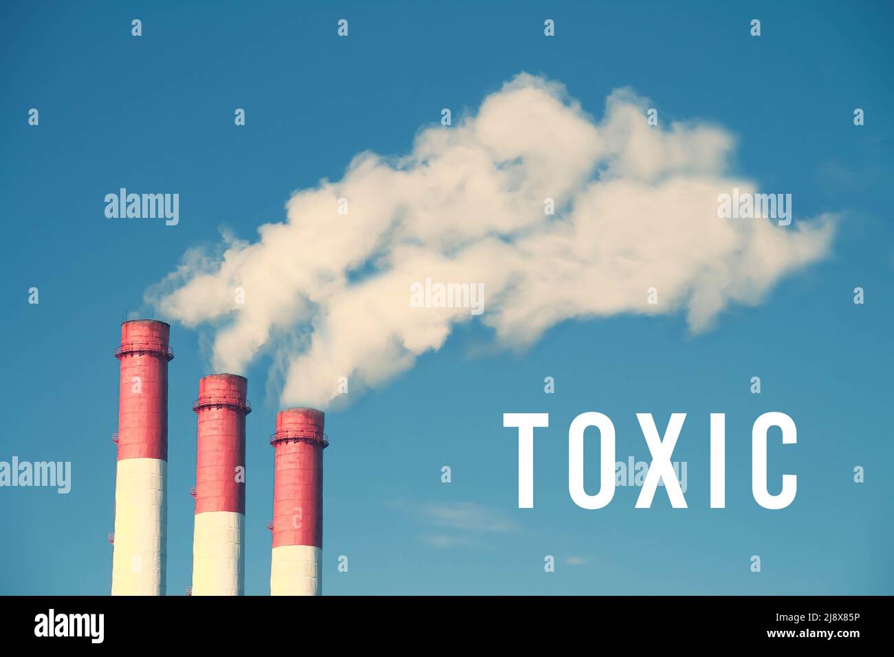 Pipe and smoke. Air emissions. Waste processing factories and plants ...