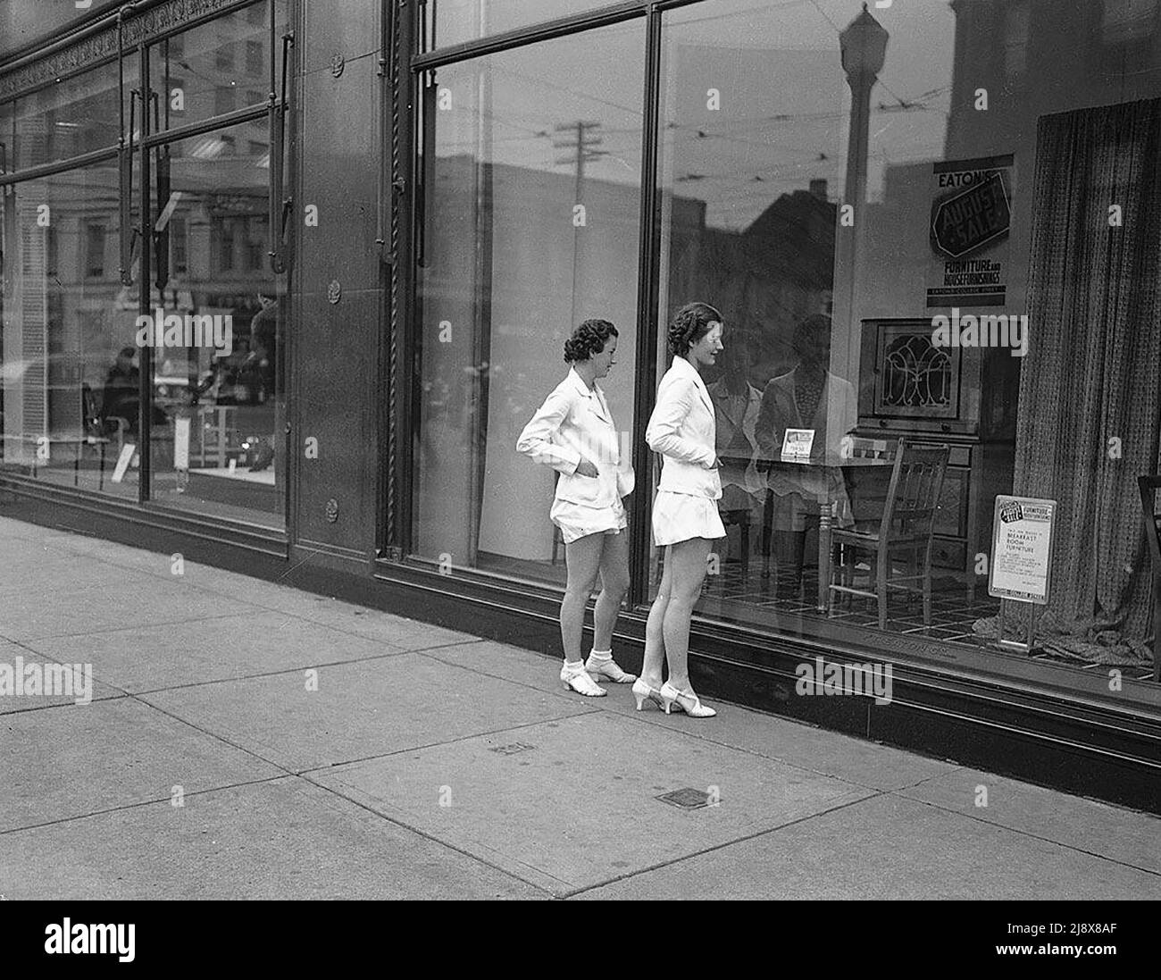 Window shopping at Eaton's department store. (Toronto, Canada) ca. 1937 ...