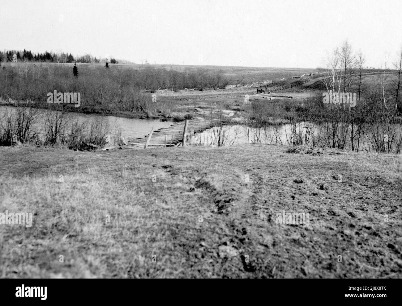 Small wooden bridge located in lot 32 in Delisle, Alma (Quebec) ca ...