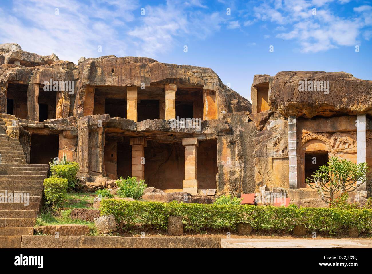 Historic Udayagiri and Khandagiri carved stone caves built during the ...
