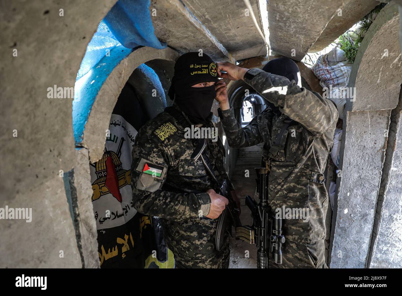 Gaza, Palestine. 18th May, 2022. Palestinian fighters of Al-Quds ...