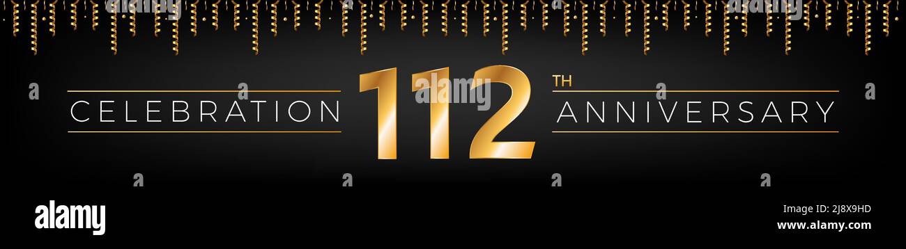 112th anniversary. One hundred twelve years birthday celebration ...