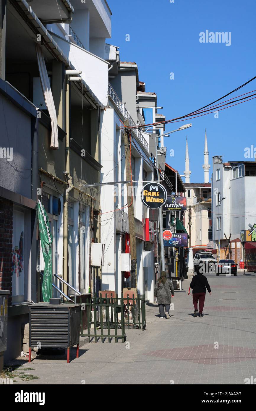 Street with shops Stock Photo - Alamy