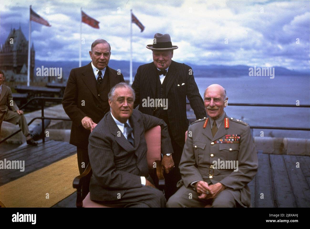Political leaders gather for a portrait atop the Citadel of Quebec ...