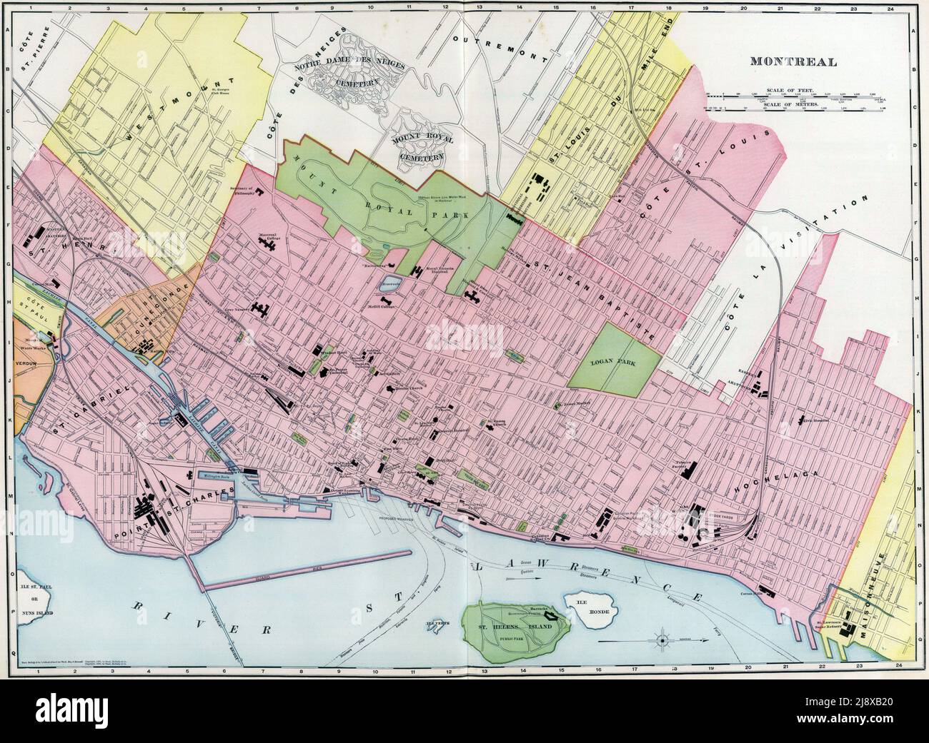 Map of Montreal, 1898 Stock Photo - Alamy