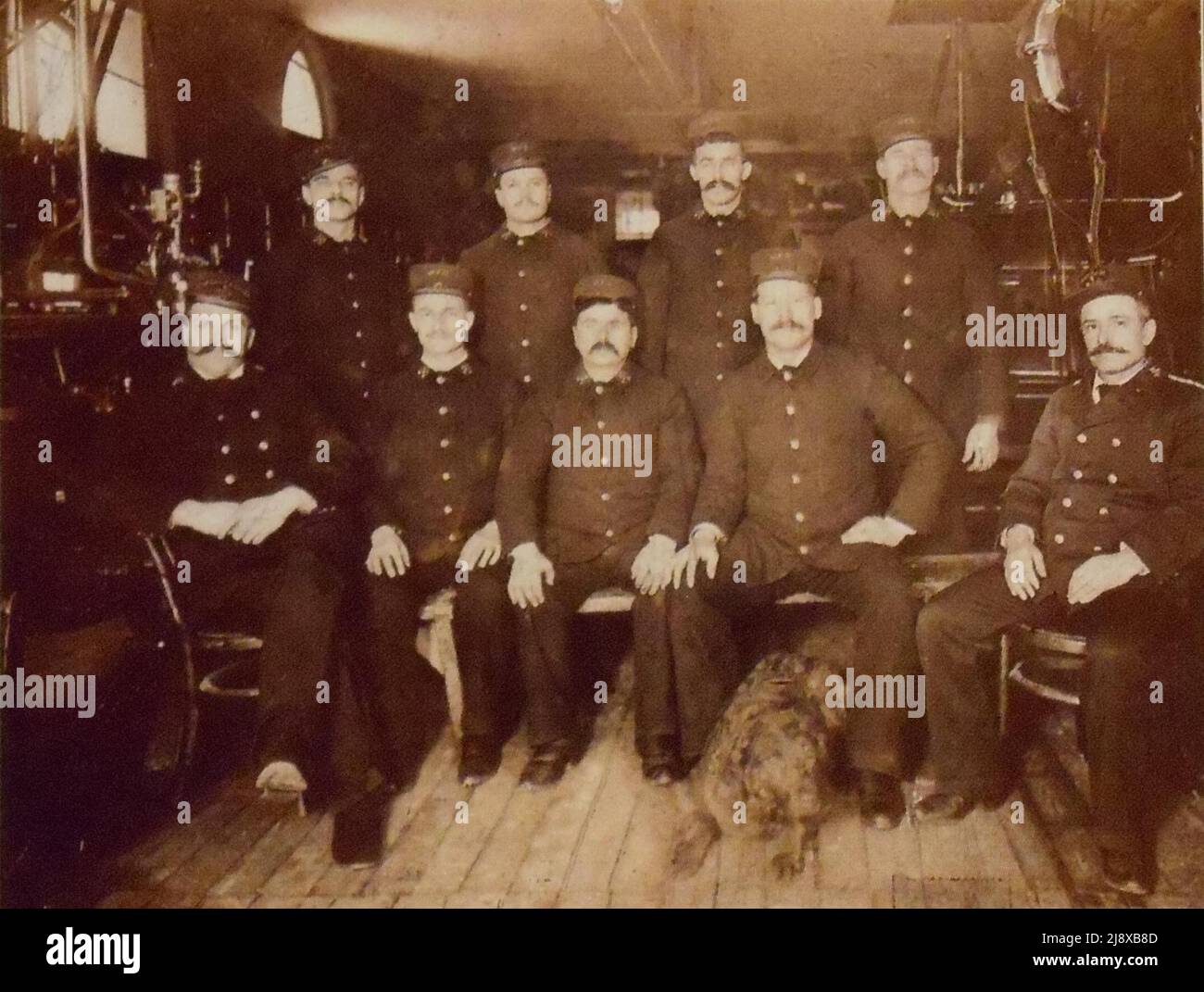 Firefighters and Interior of fire station 8, Montreal ca. 1900 Stock ...