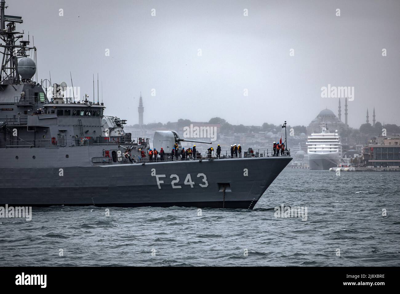 Istanbul, Turkey. 18th May, 2022. Ship personnel and commanders seen on ...