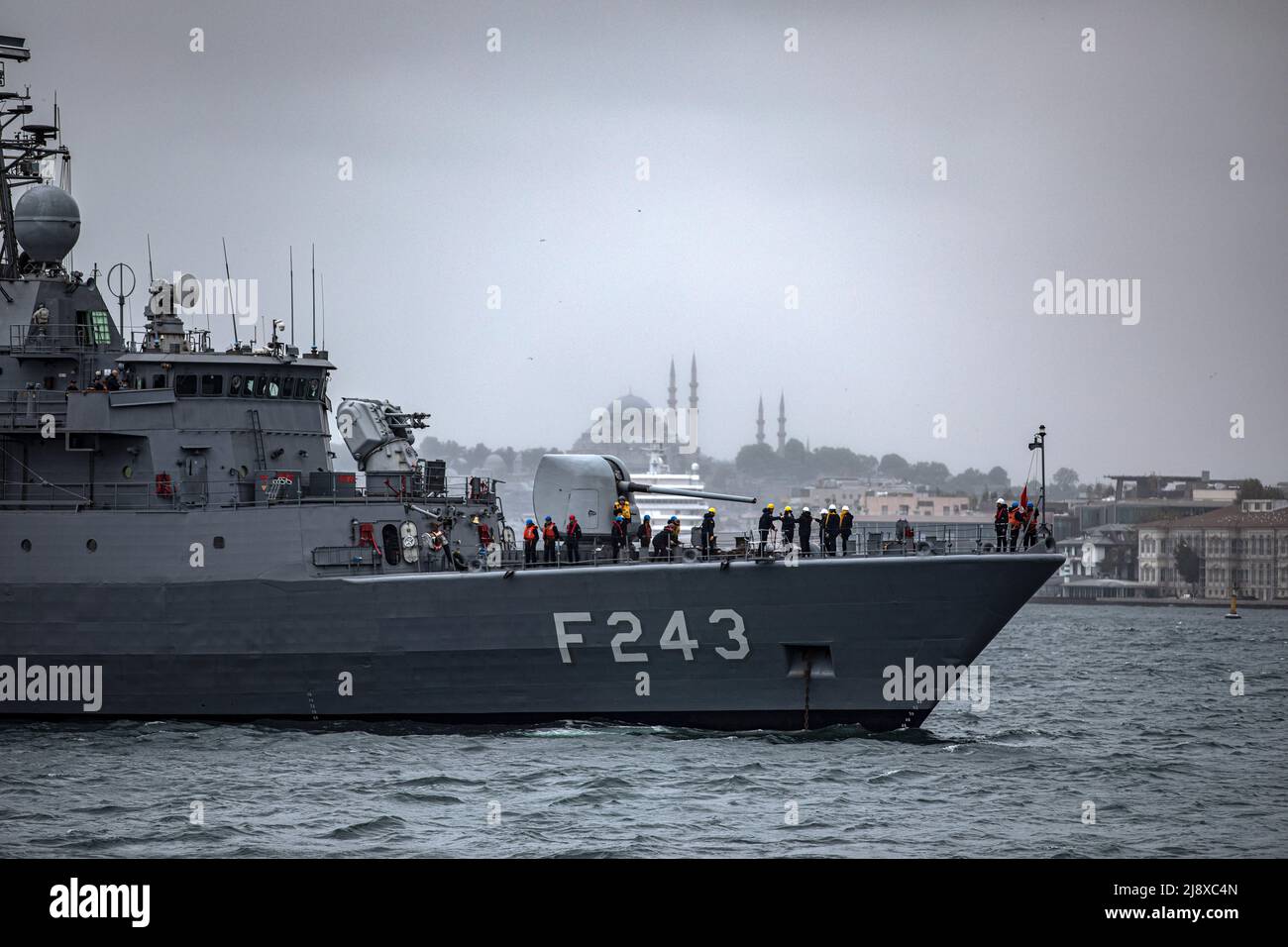 Istanbul, Turkey. 18th May, 2022. Ship personnel and commanders seen on ...