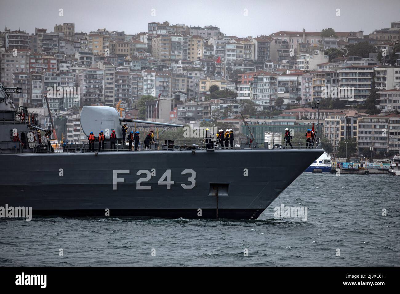 Istanbul, Turkey. 18th May, 2022. Ship personnel and commanders seen on ...