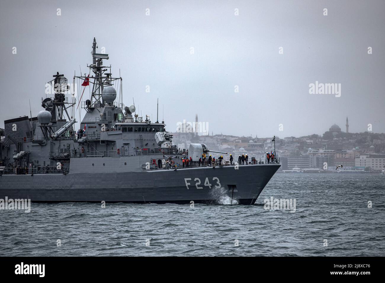Istanbul, Turkey. 18th May, 2022. Ship personnel and commanders seen on ...