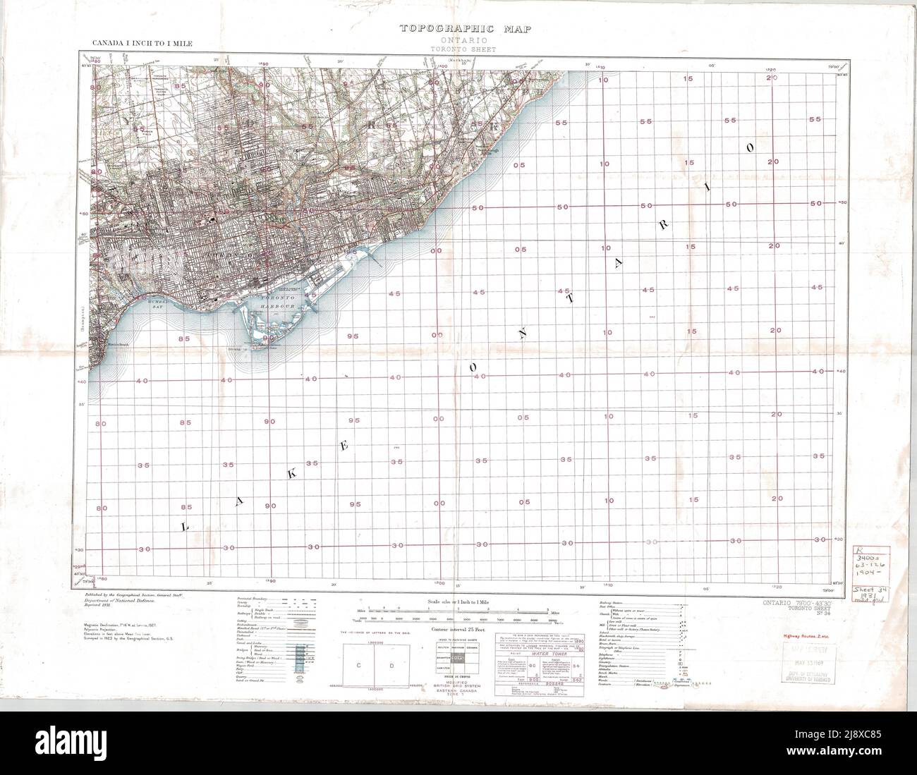 A topographic map of Toronto ca. 1931 Stock Photo - Alamy