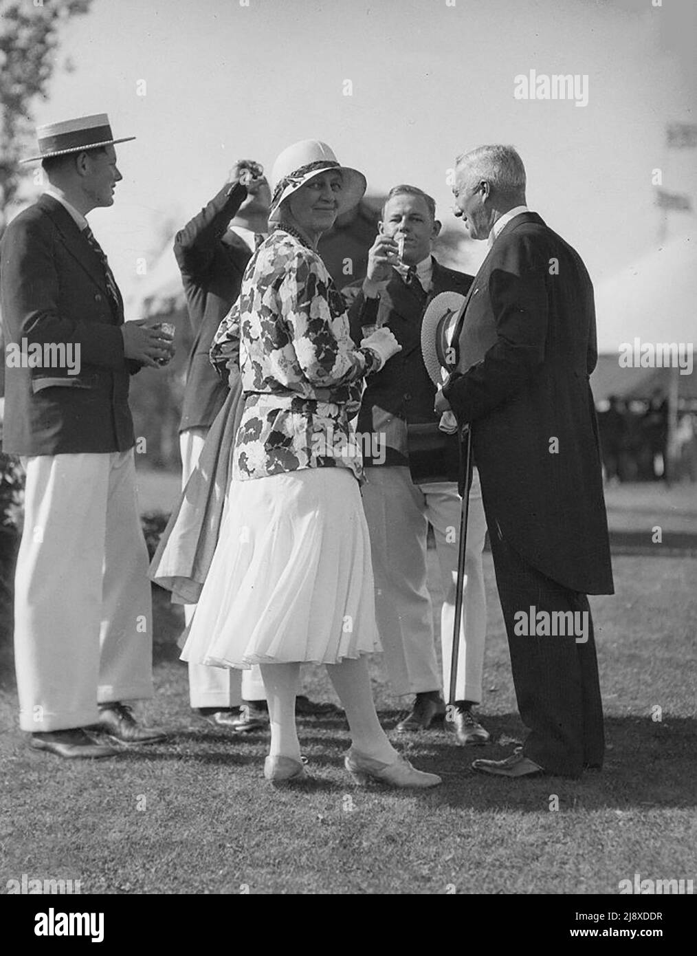 Flora McCrae Eaton with J.E. Dodds of Montreal at a garden party she ...