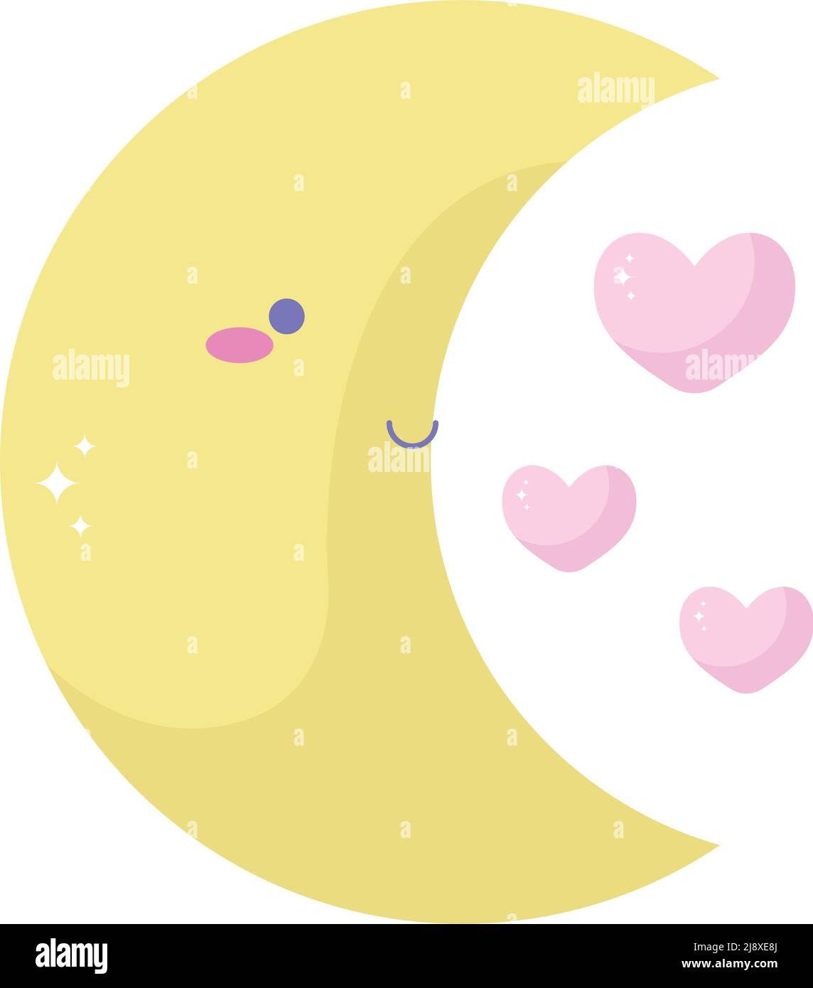 moon with hearts Stock Vector Image & Art - Alamy