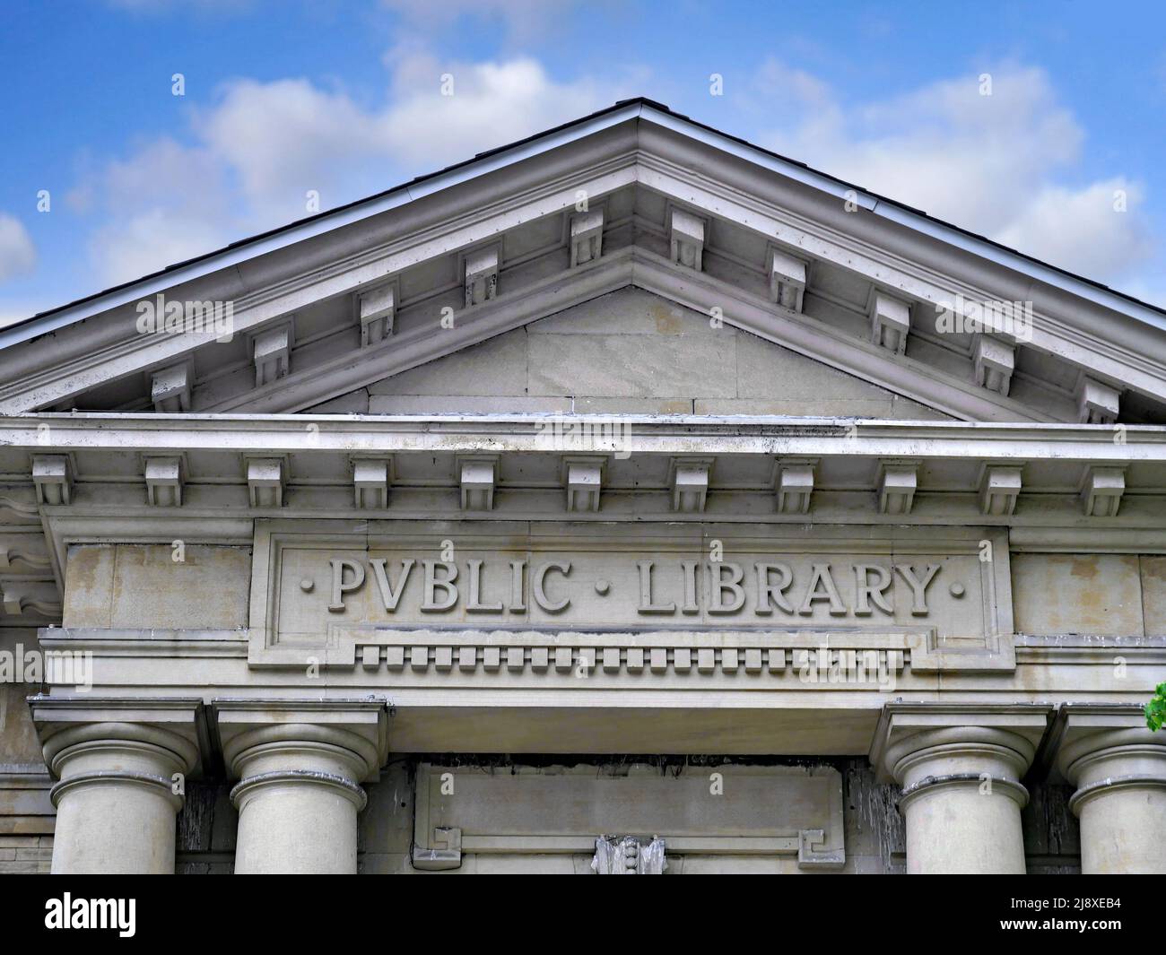 Entrance to old fashioned classical style public library building Stock ...