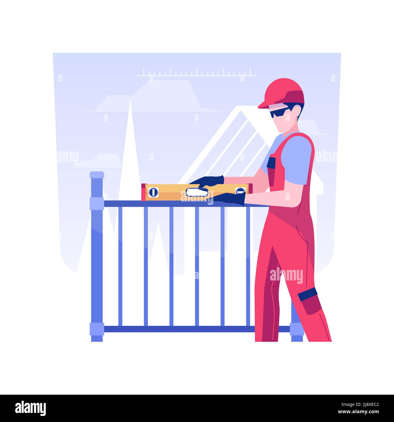 Fence installation isolated concept vector illustration. Contractor ...