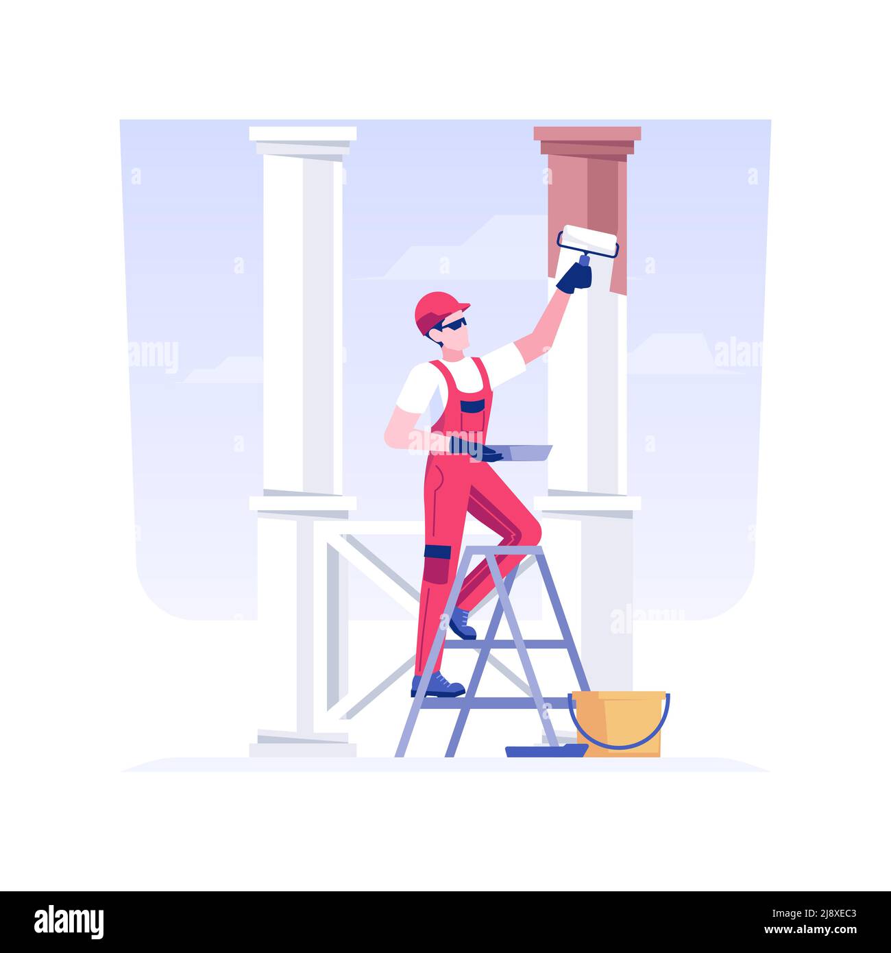 Professional wall painting isolated concept vector illustration. Group ...