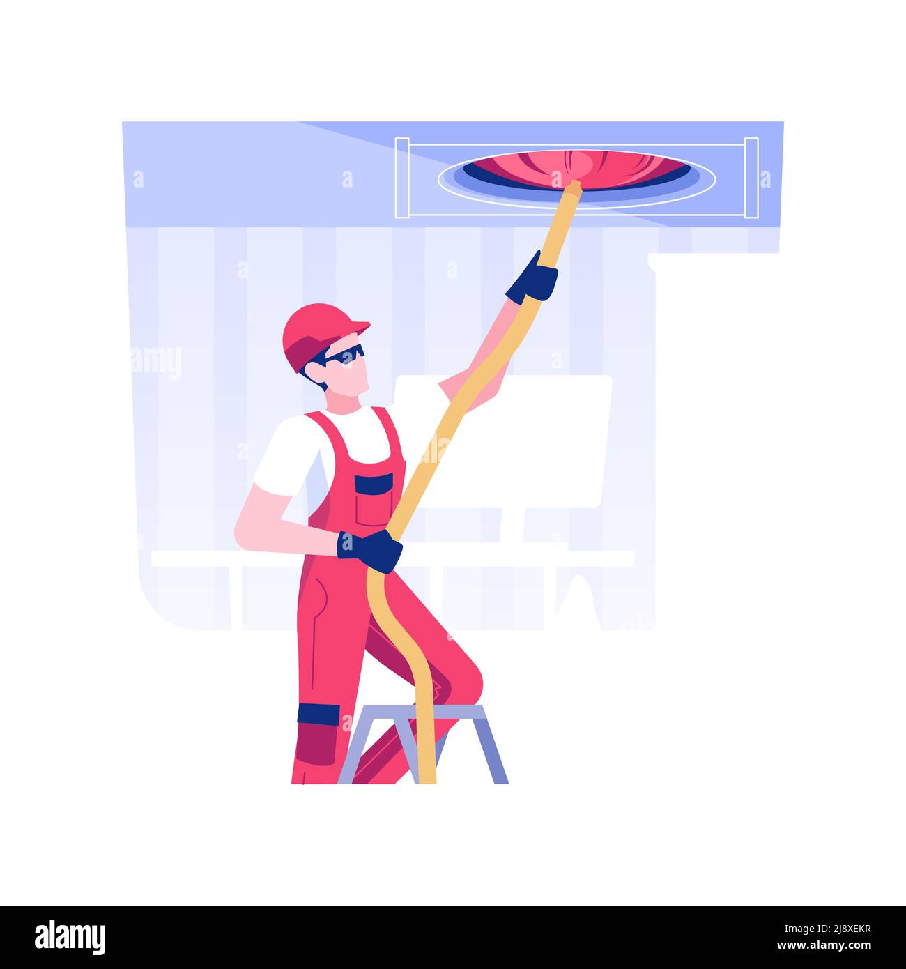 Air duct cleaning isolated concept vector illustration. Repairman ...