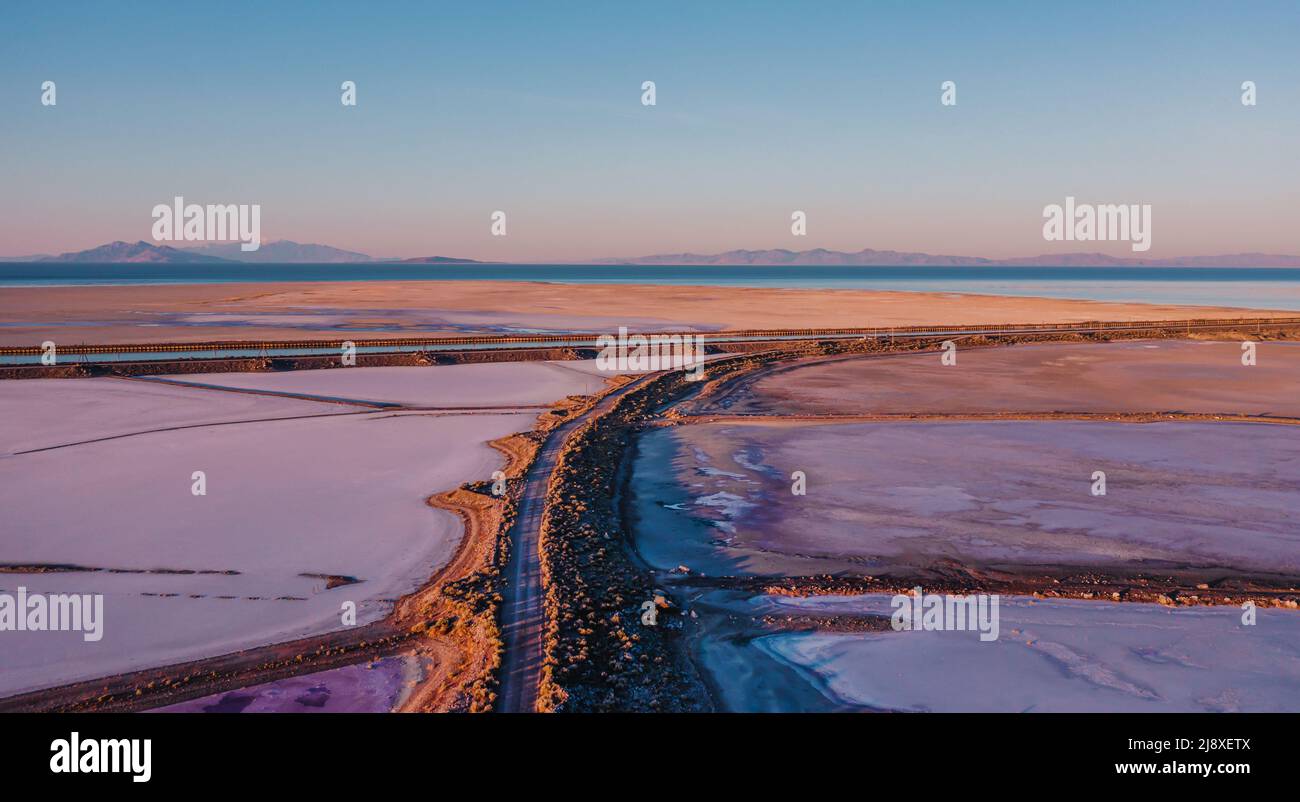 Pink Salt Lake Utah, aerial Stock Photo - Alamy
