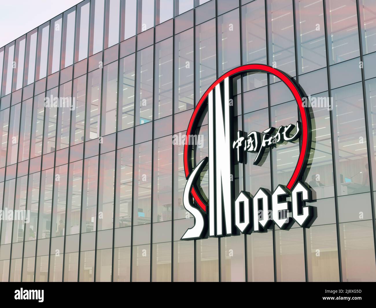 Beijing, China. May 2, 2022. Editorial Use Only, 3D CGI. Sinopec ...