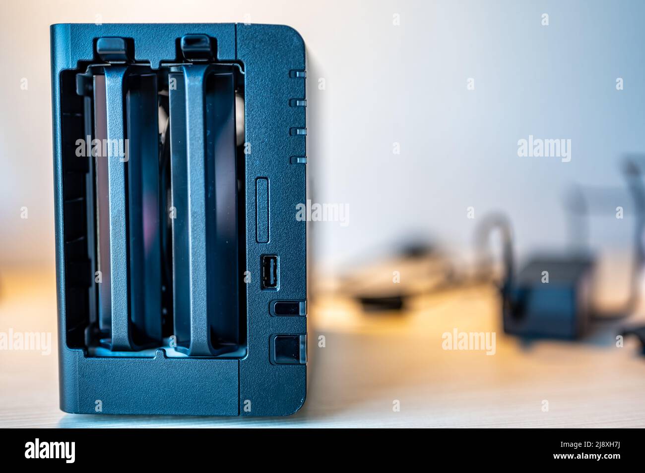 network attached storage NAS with a single bay pulled setup at a home ...