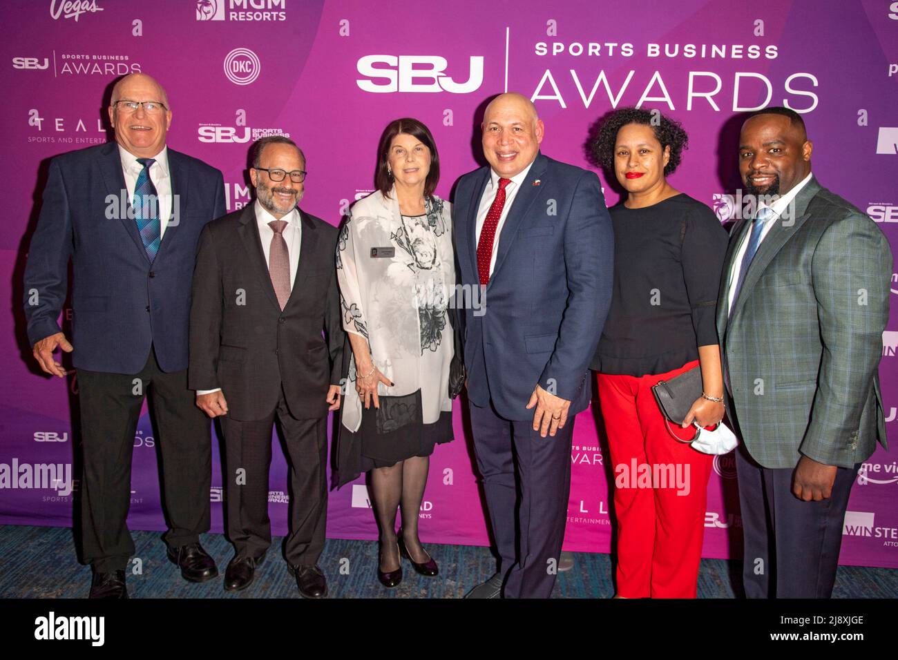 NEW YORK, NEW YORK - MAY 18: Sean Frazier (3rd R) and members of the ...