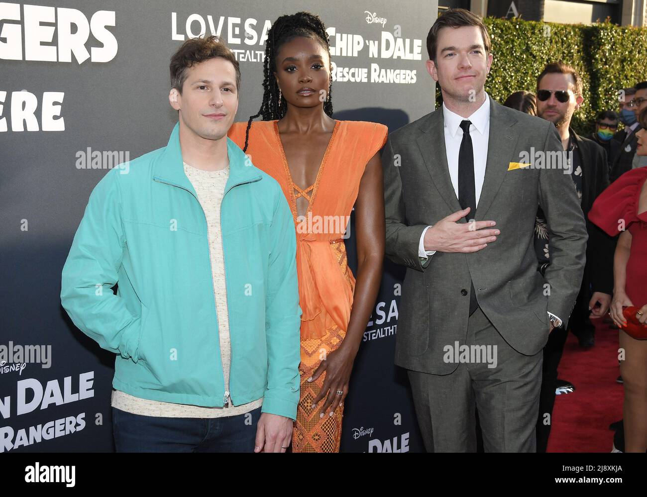 (L-R) Andy Samberg, Kiki Layne and John Mulaney at the CHIP ‘N DALE ...