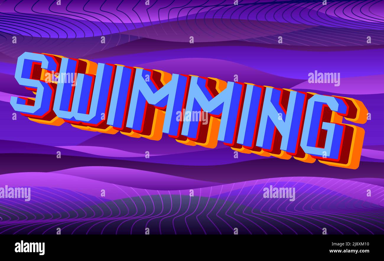 Swimming. Pixelated word with geometric graphic background. Vector ...