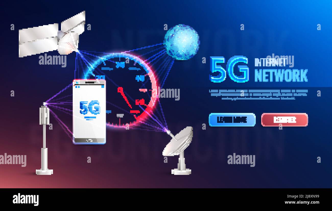 Modern internet technology realistic site design with information about ...