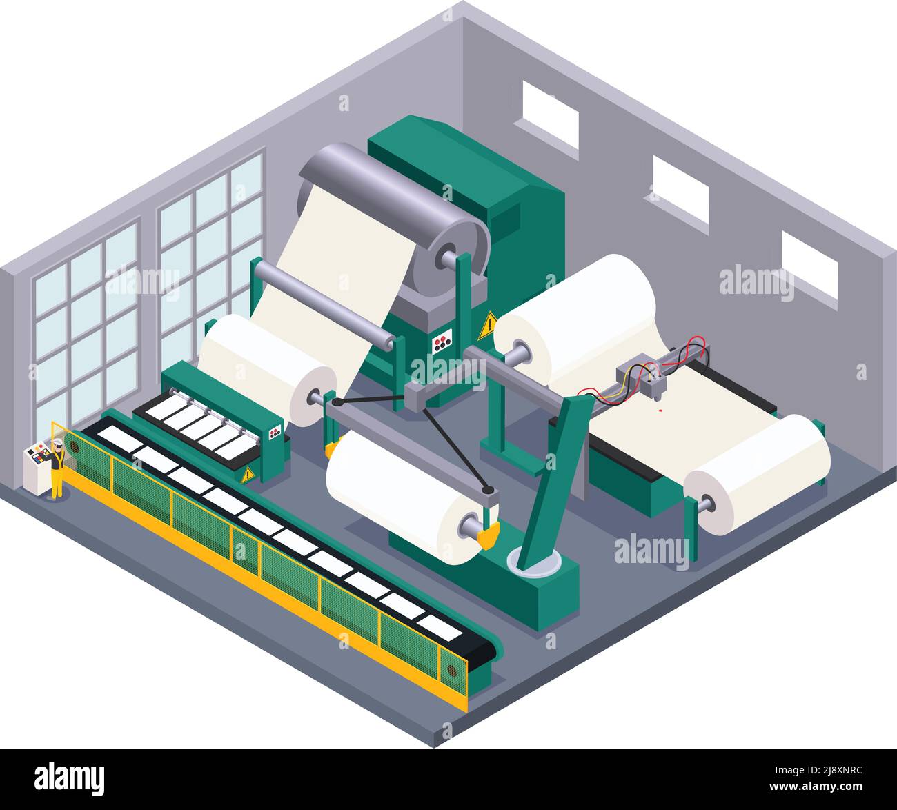 Paper production with conveyor equipment and manufacture symbols ...