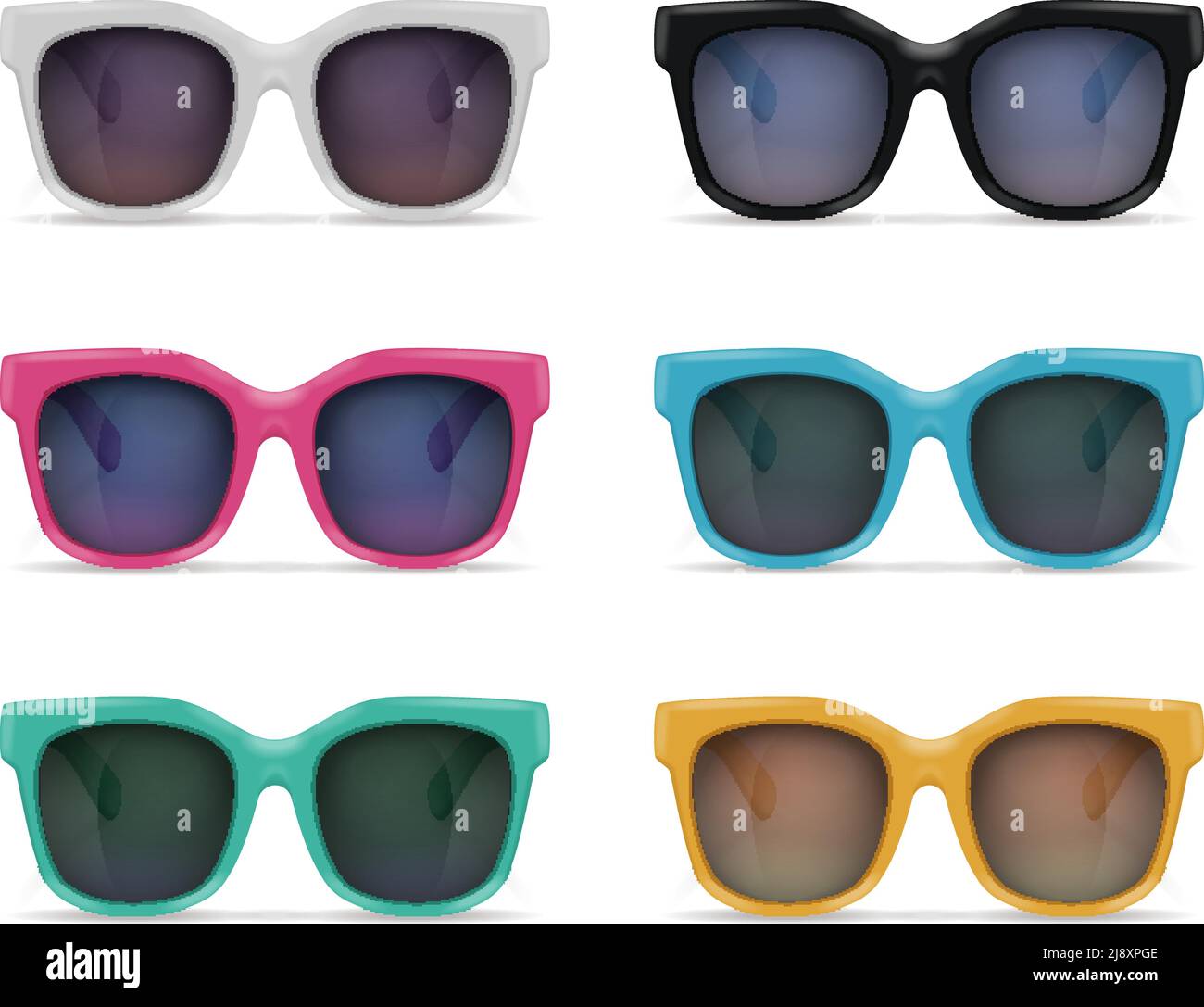 Set of isolated sunglasses realistic images on blank background with ...