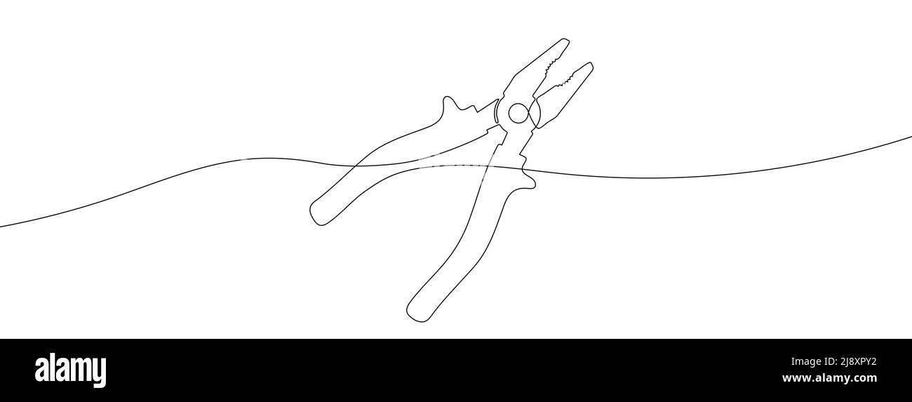 Continuous line drawing of pliers. Pliers linear icon. One line drawing ...