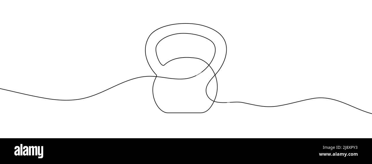 Continuous line drawing of kettlebell. Kettlebell linear icon. One line ...