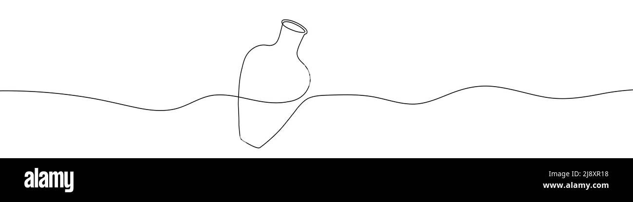 Continuous line drawing of vase. One line drawing background. Vector ...