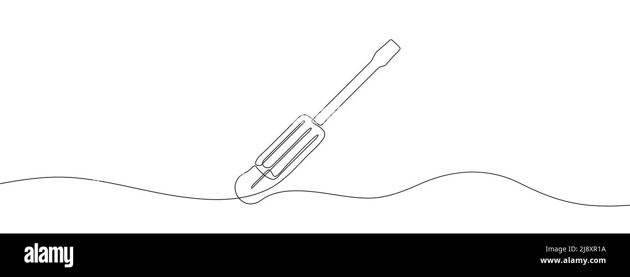 Continuous line drawing of screwdriver. Screwdriver linear icon. One ...