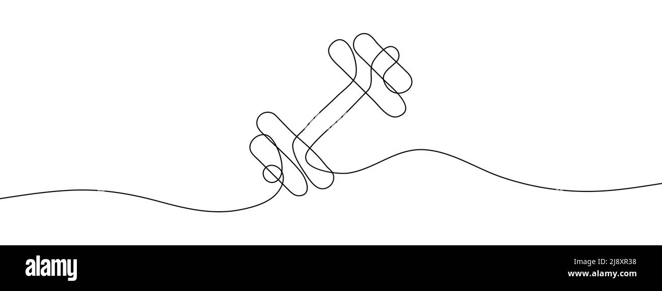 Continuous line drawing of dumbbell. Dumbbell linear icon. One line ...