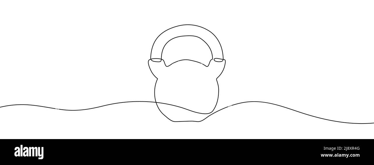 Continuous line drawing of kettlebell. Kettlebell linear icon. One line ...