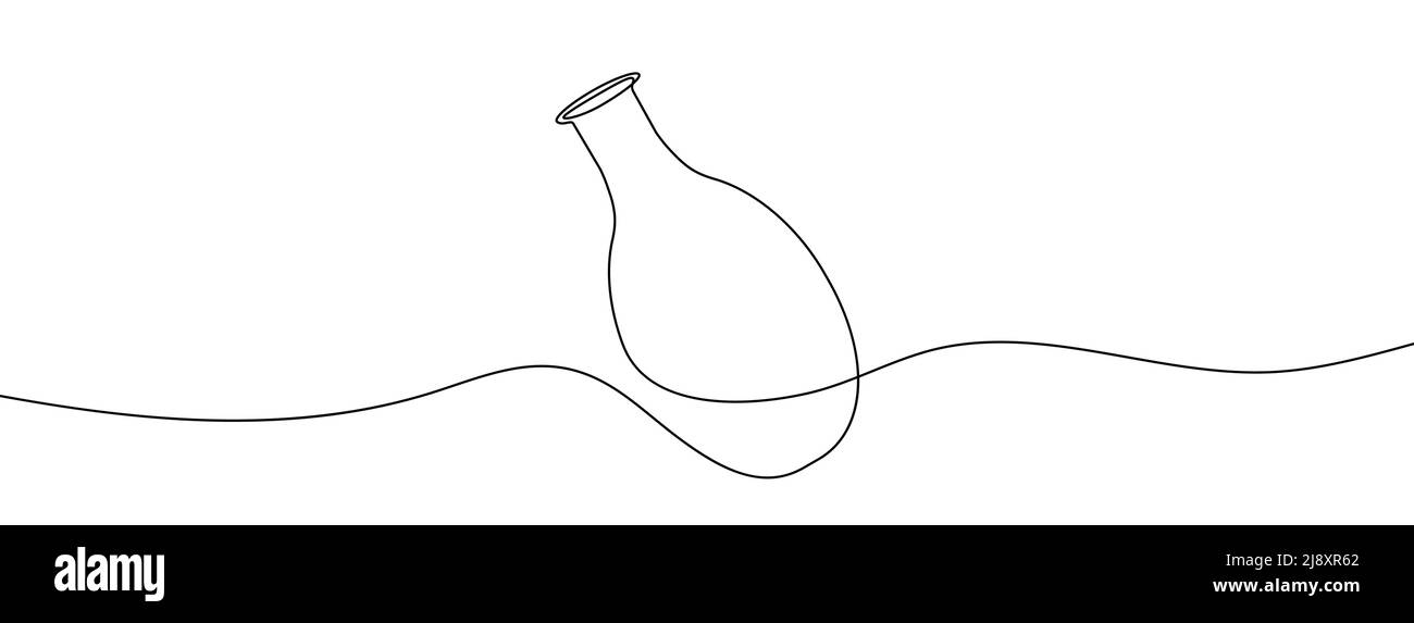 Continuous line drawing of vase. One line drawing background. Vector ...