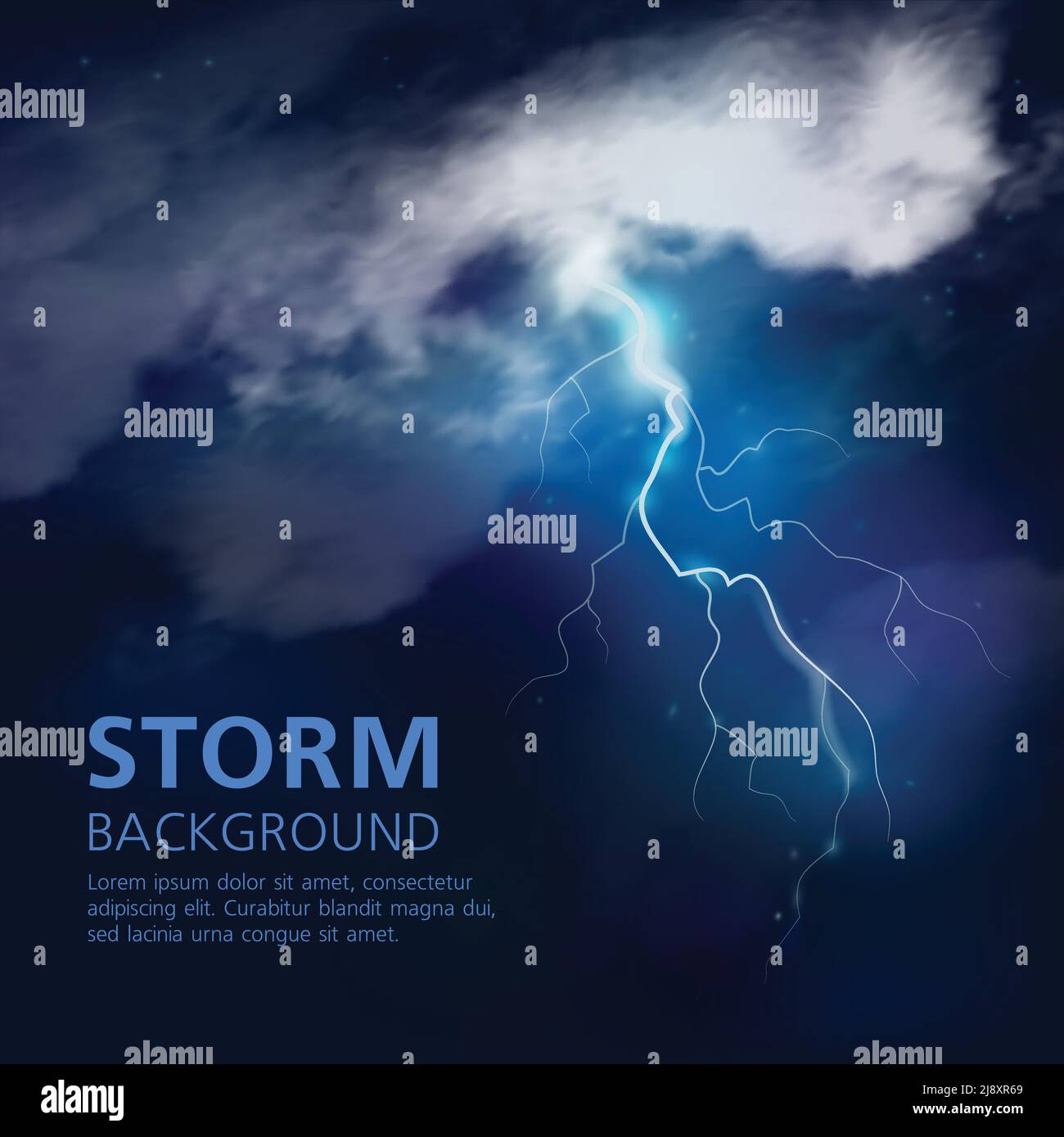 Night storm background in blue white tones with accumulation of ...