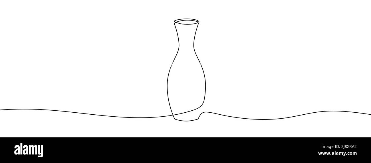 Continuous line drawing of vase. One line drawing background. Vector ...