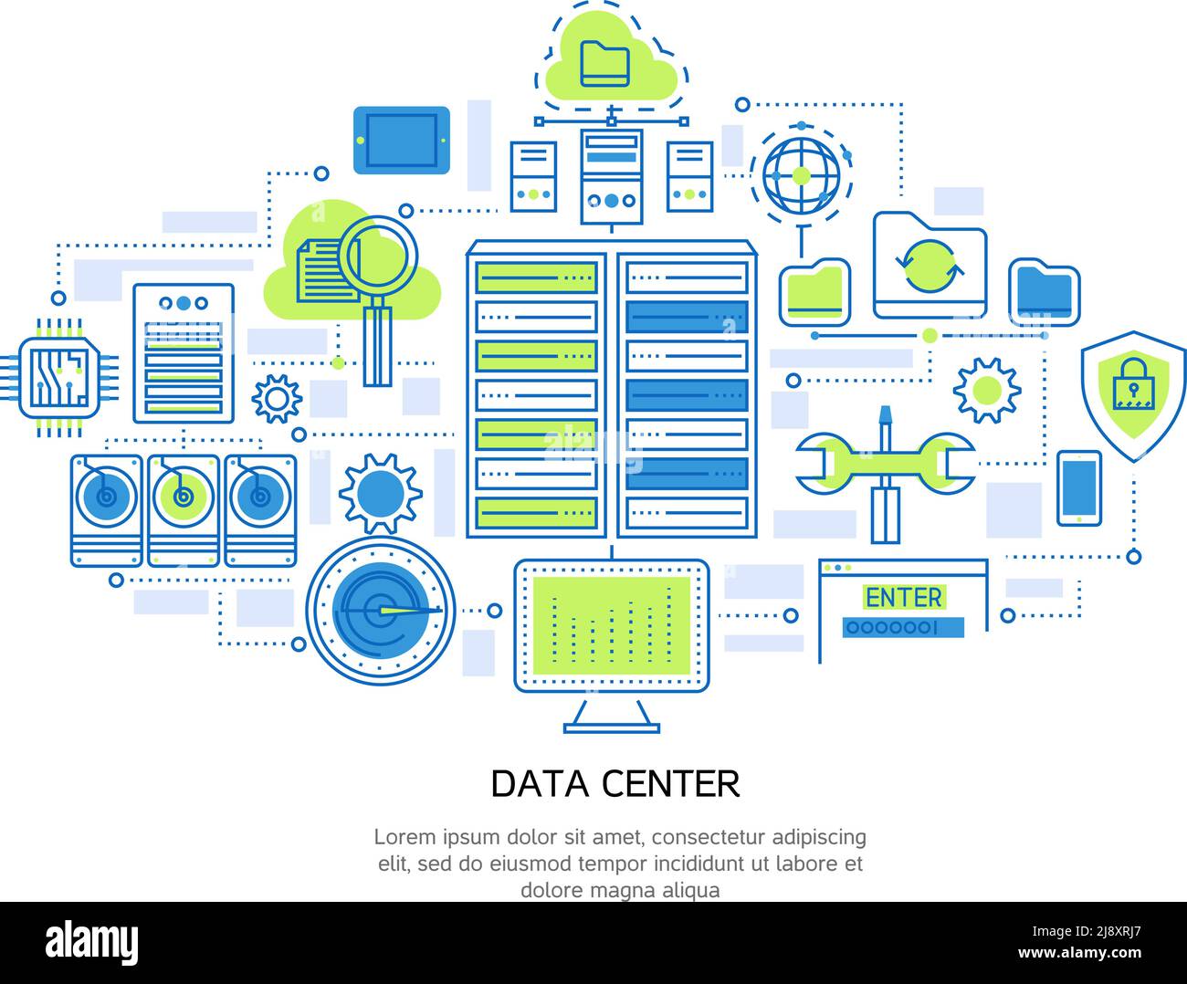 Datacenter linear design including server infrastructure and ...